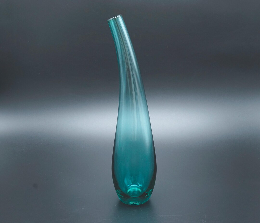 Vintage Turquoise Glass Vase, Vintage Blue Vase, Turquoise Vase, Retro ...