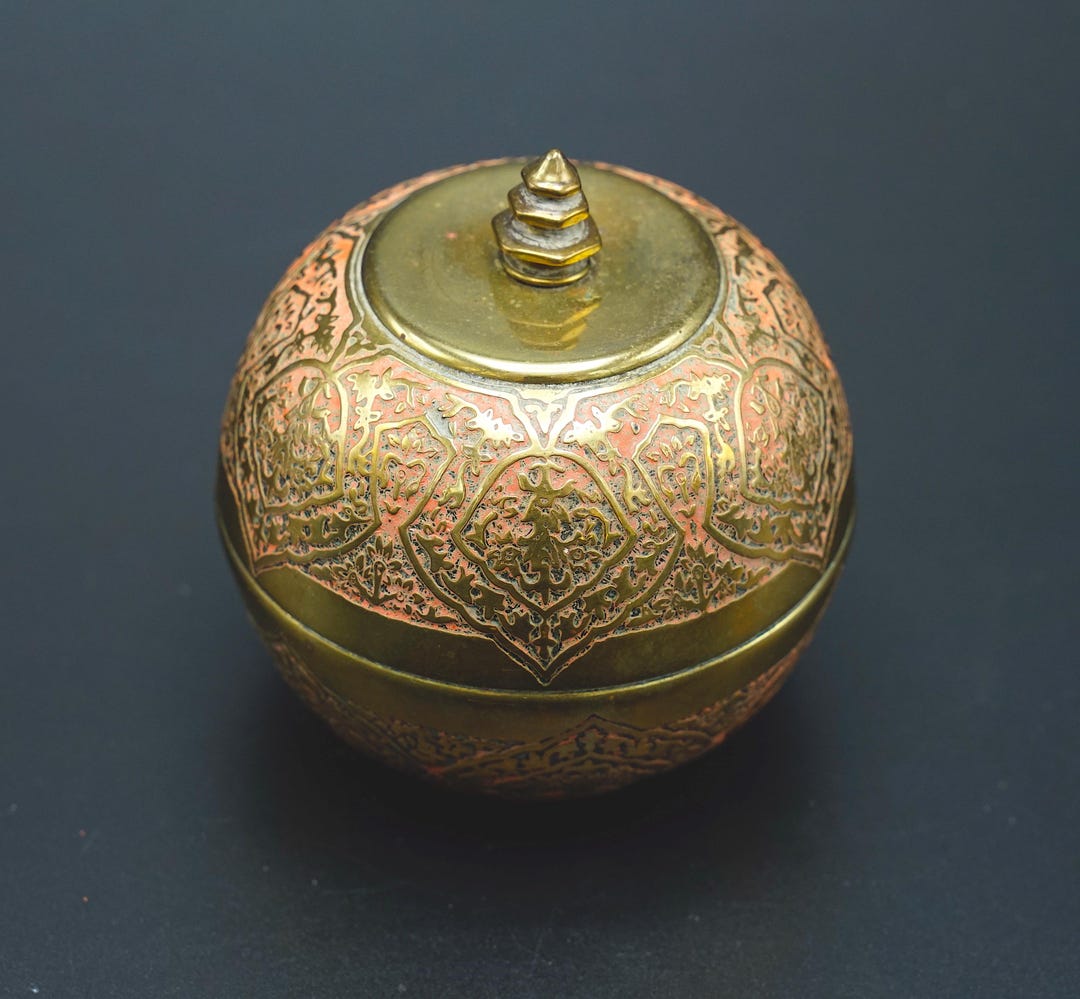 Vintage Brass Container, Kitchen Container, Spice Jar, Garlic Jar ...