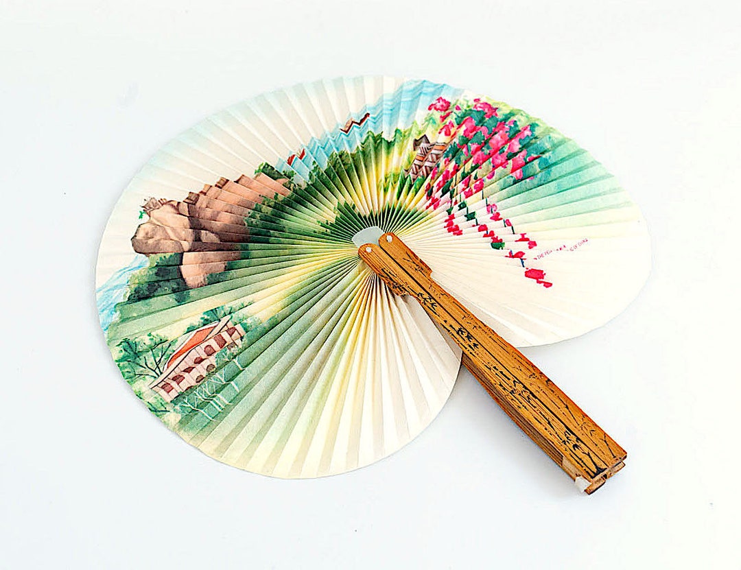 Vintage Wooden Fan, Oriental Fan, Vintage Fan, Wooden Fan, Collectable ...