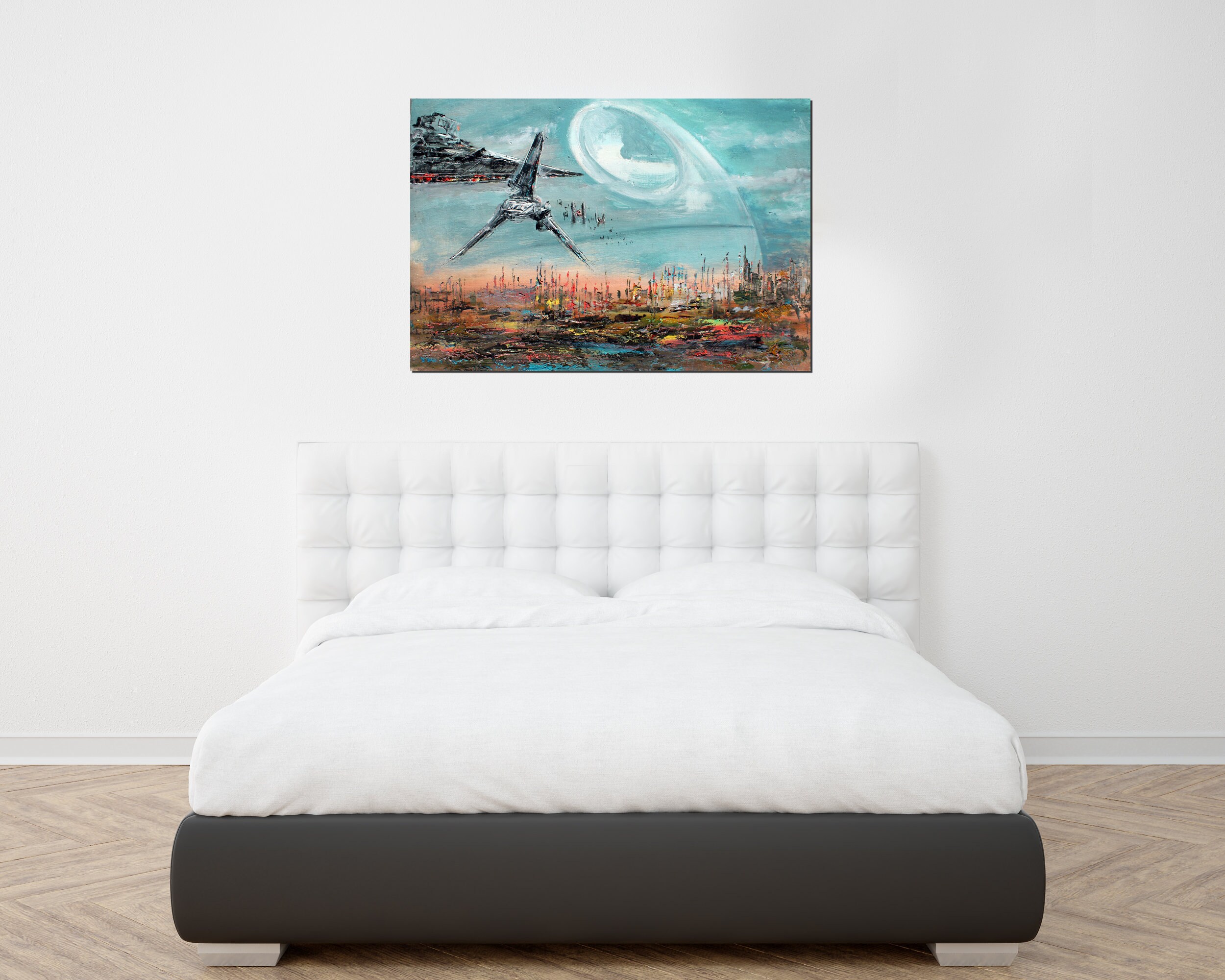The Death Star Landscape Print on Canvas, the Death Star Print, Star ...
