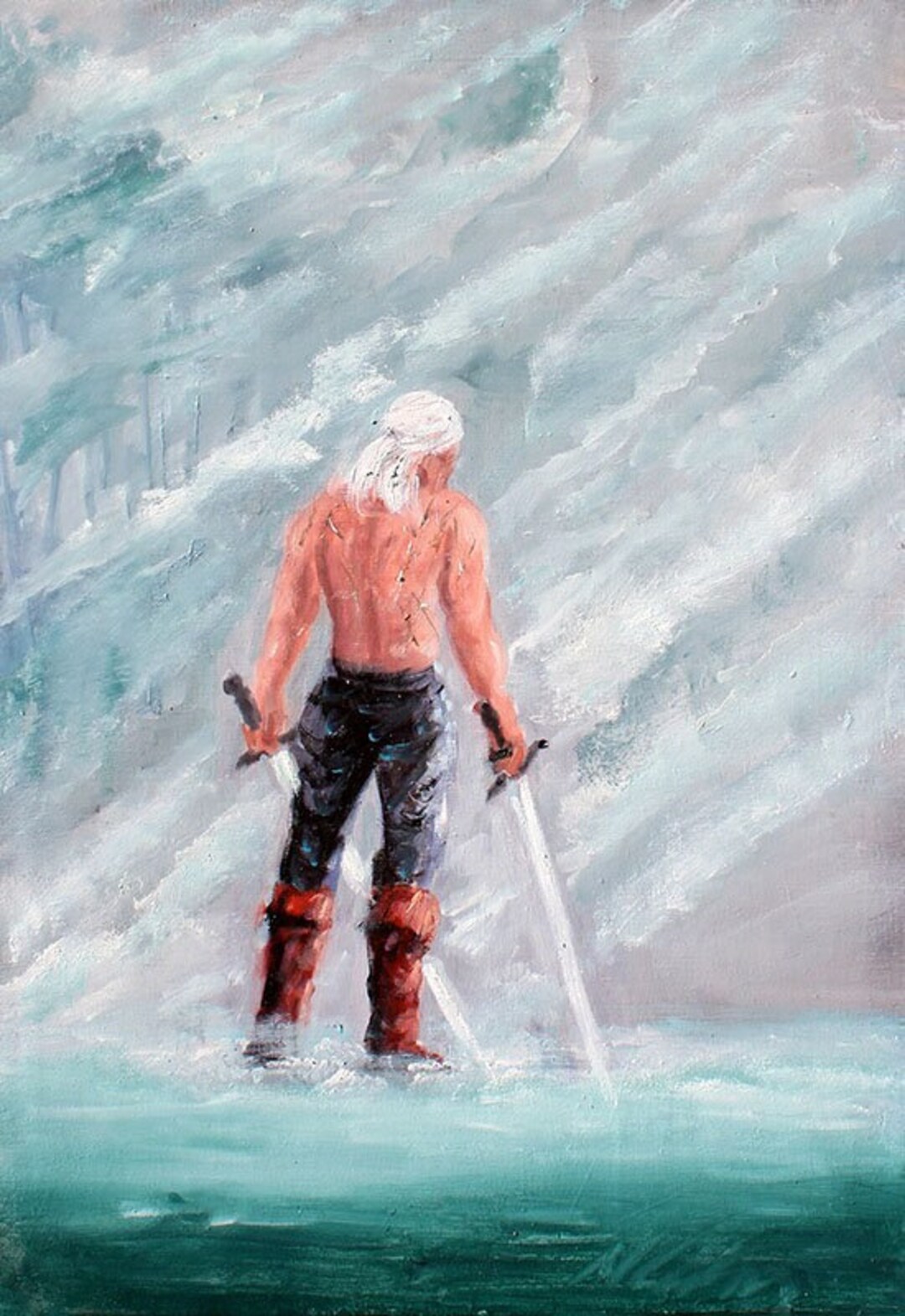 Geralt Art Print Witcher 3 Wild Hunt Poster Fantasy Gaming Wall Decor ...