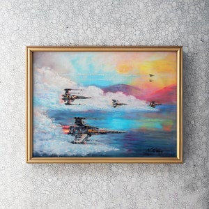 X-wings Over Water Print - Battle of Takodana Wall Art - Star Wars Fan ...