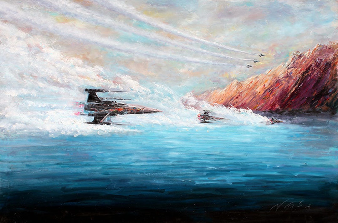 Star Wars Print, Force Awakens X-wings Over Water, Star Wars Art, Star ...