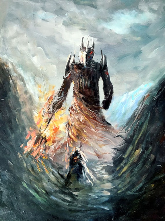 Morgoth kontra Fingolfin Wydruk Plakat na p otnie Silmarillion Sztuka Tolkiena rodziemie Melkor Sztuka powi zana z LOTR Elfy Prezenty dla niego Etsy Polska