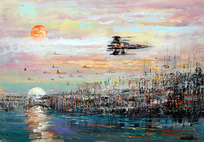 Landscape Art SW Canvas Print X-Wing Fighter Fan Art on | Etsy