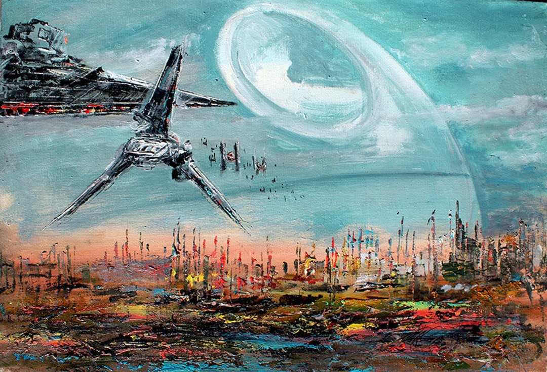 The Death Star Landscape Print on Canvas, the Death Star Print, Star ...