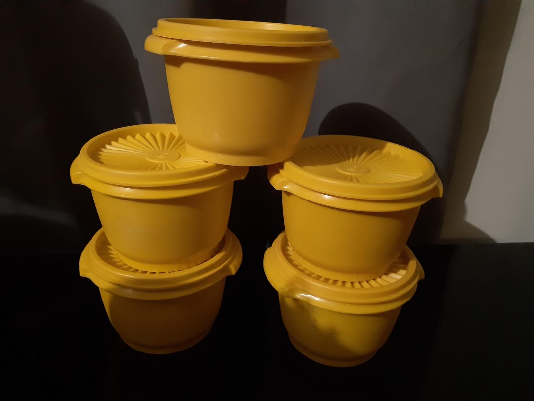 Vintage Tupperware. Bright Yellow Press and Seal Servalier Containers ...