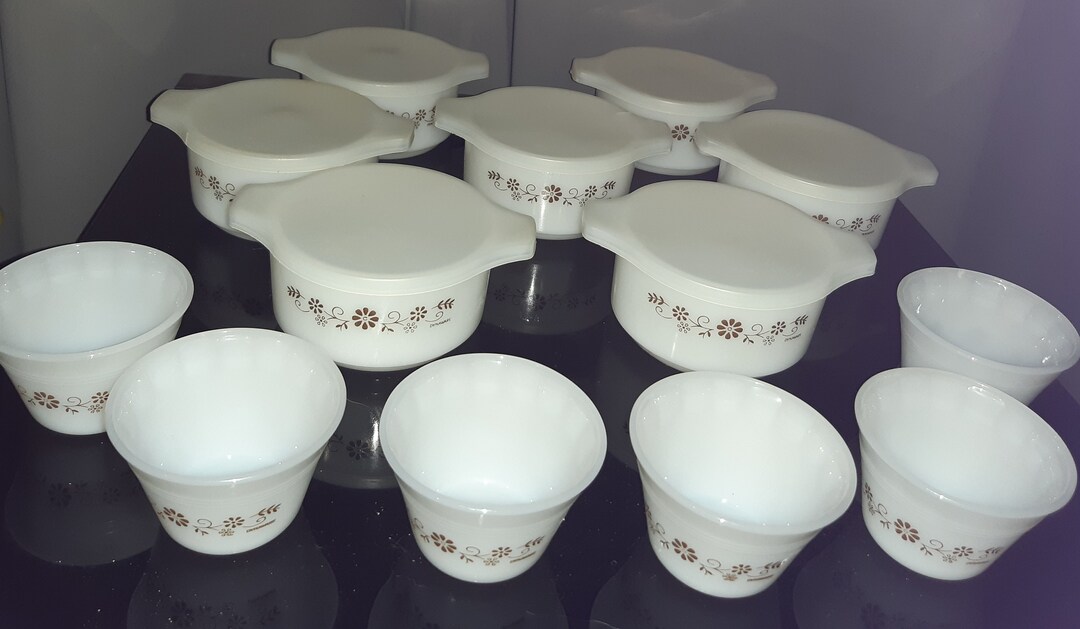 Termocrisa Dynaware. Milk Glass. Casserole Dishes. Custard Pots. Brown ...