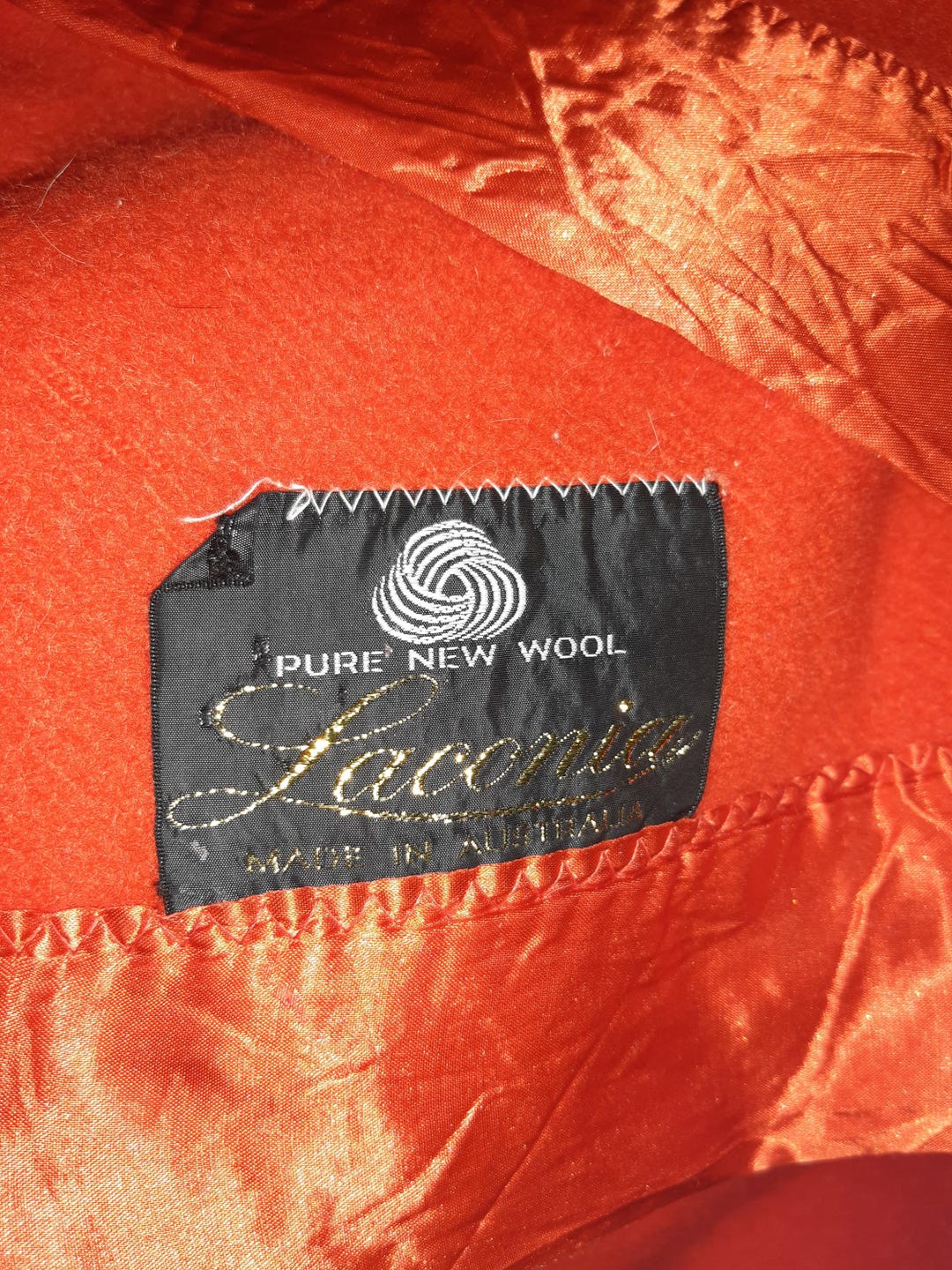 Bright Red Pure Wool Laconia Blanket. Made in Australia. Nice and Thick. Satin Edging. 160cm X ...