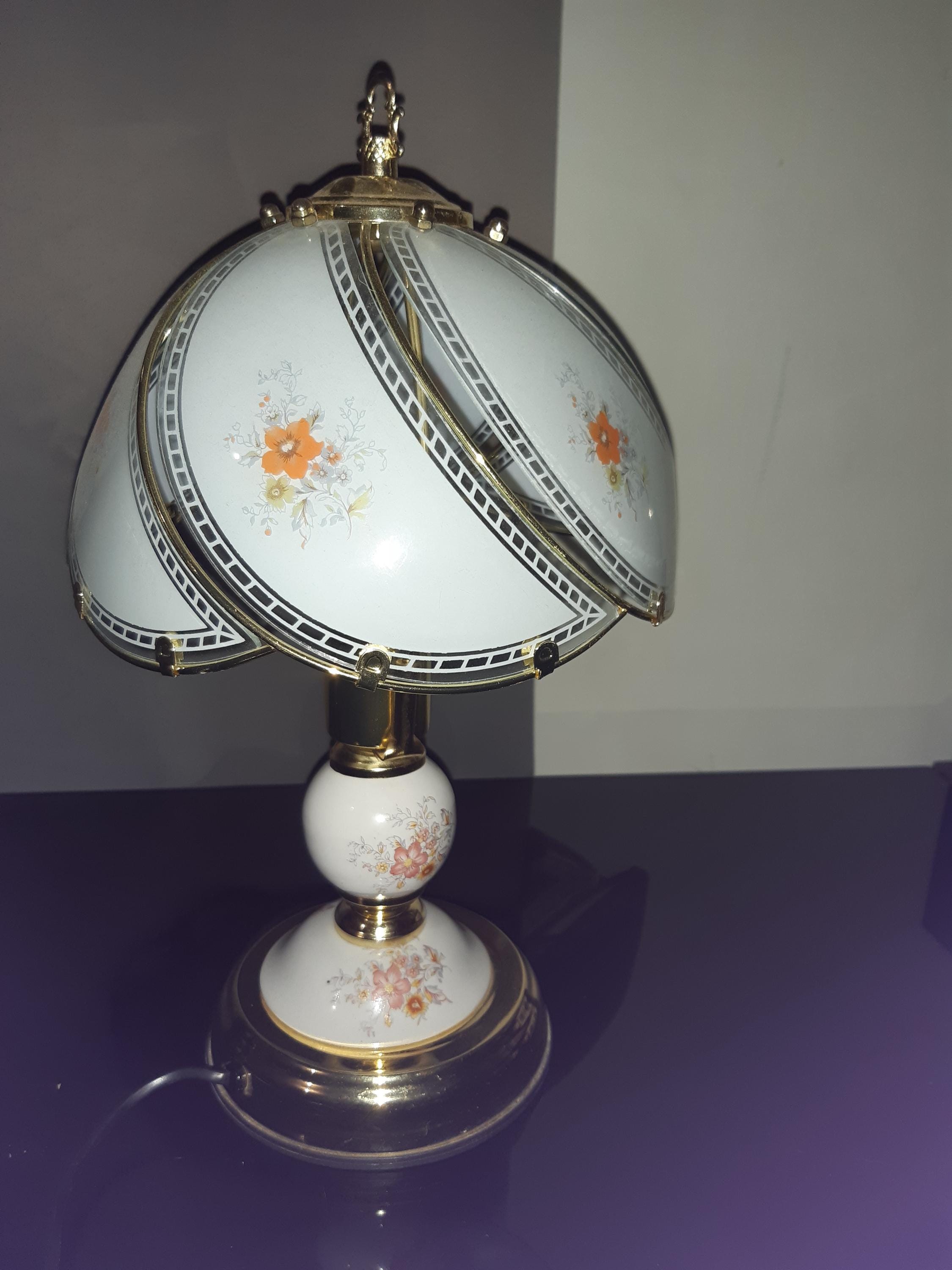 Touch Lamp. Brass, Glass and Ceramic Touch Lamp. Table Lamp. Bedside ...