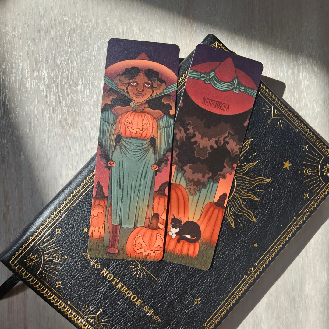 Jack-o-lantern Harvest Bookmark | Halloween Original Art | Witch ...