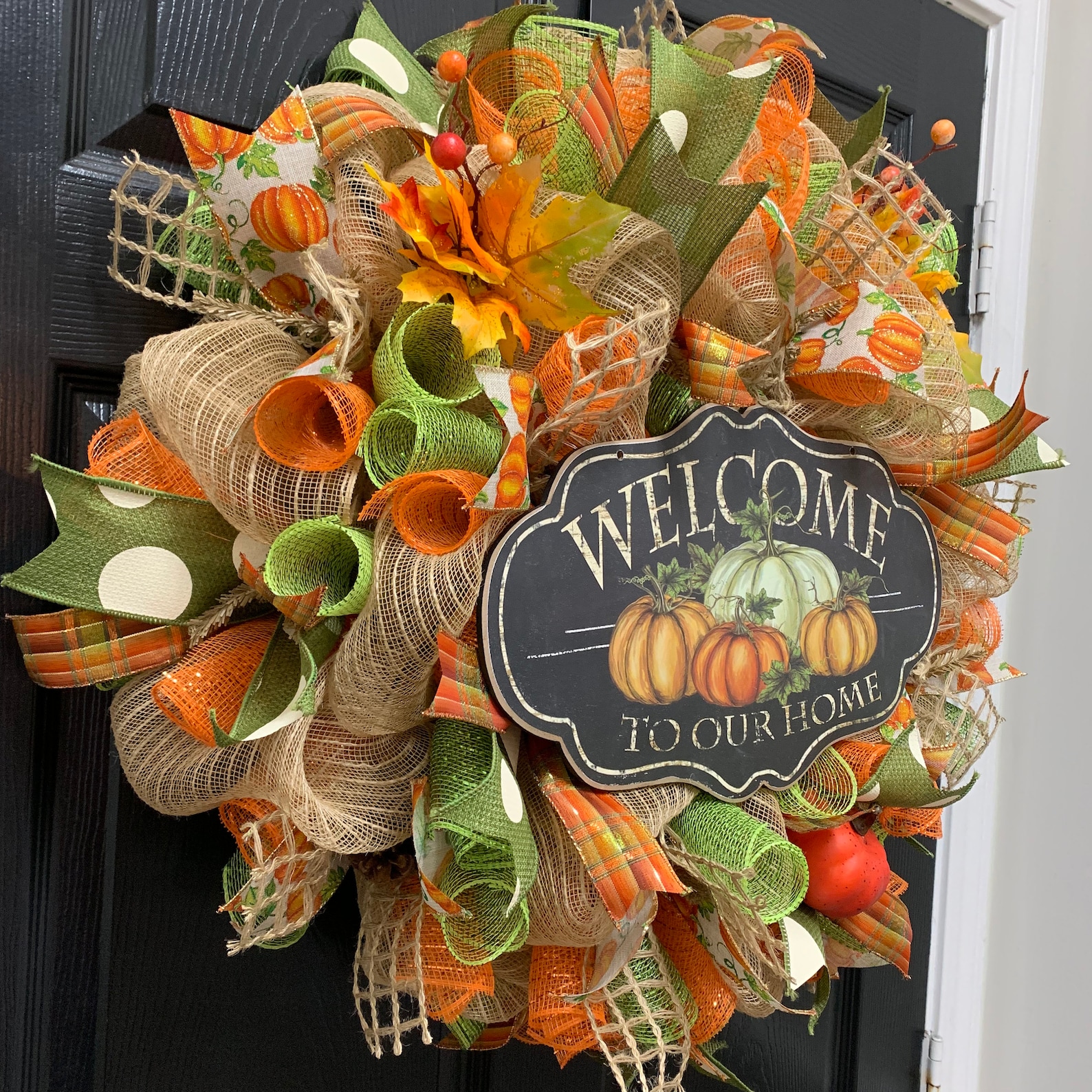 Pumpkin Wreath Fall Welcome Wreath Autumn Welcome Wreath - Etsy