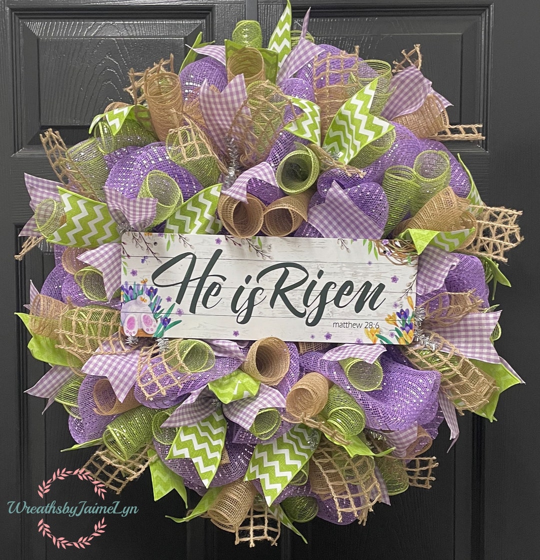 Easter Wreath, He is Risen Wreath, Spring Wreath, Religious Easter ...