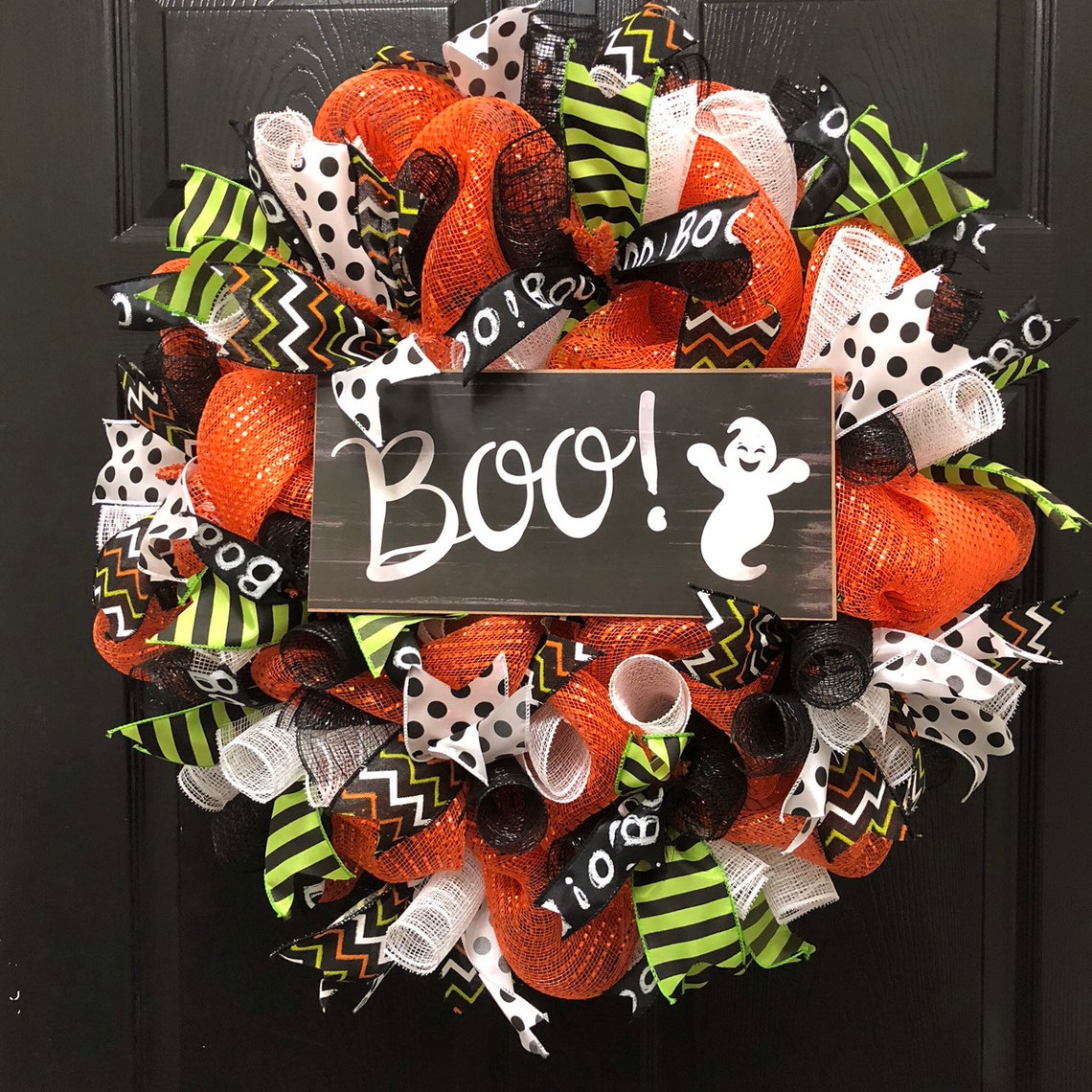 Halloween Wreath, Boo Wreath, Halloween Decor, Ghost Wreath, Holiday ...