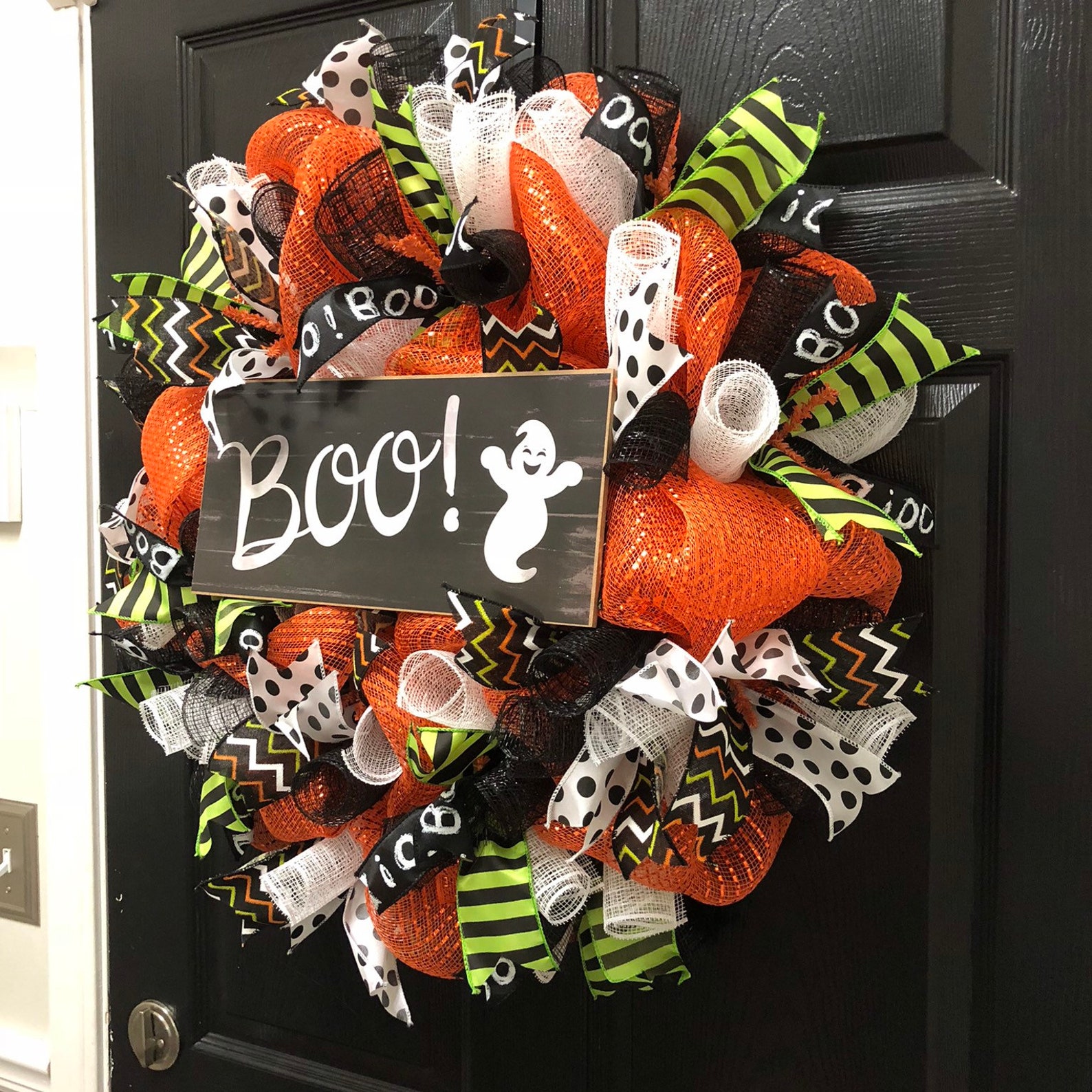 Halloween Wreath, Boo Wreath, Halloween Decor, Ghost Wreath, Holiday ...