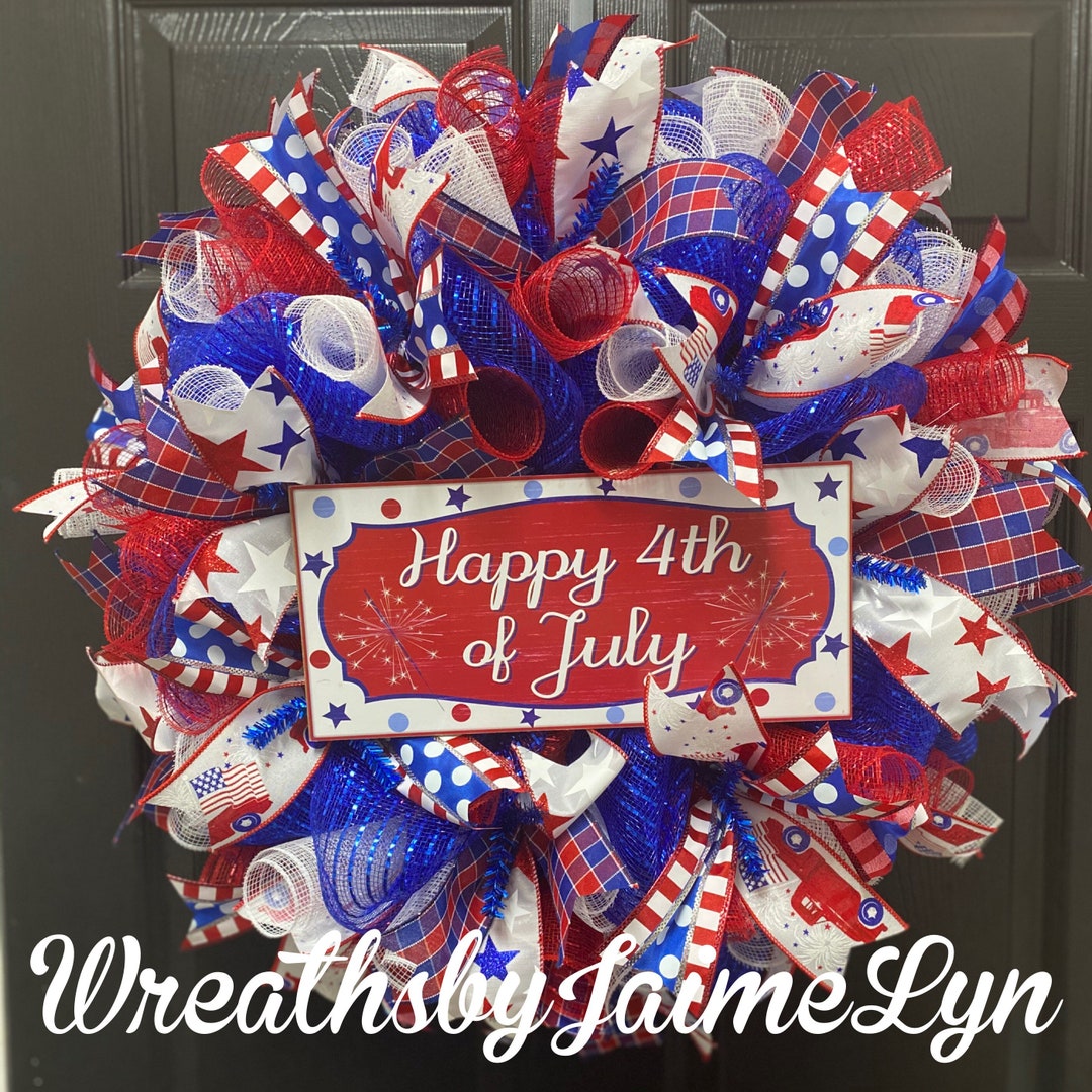 4th Of July Wreath Fourth Of July Wreath Patriotic Wreath Etsy