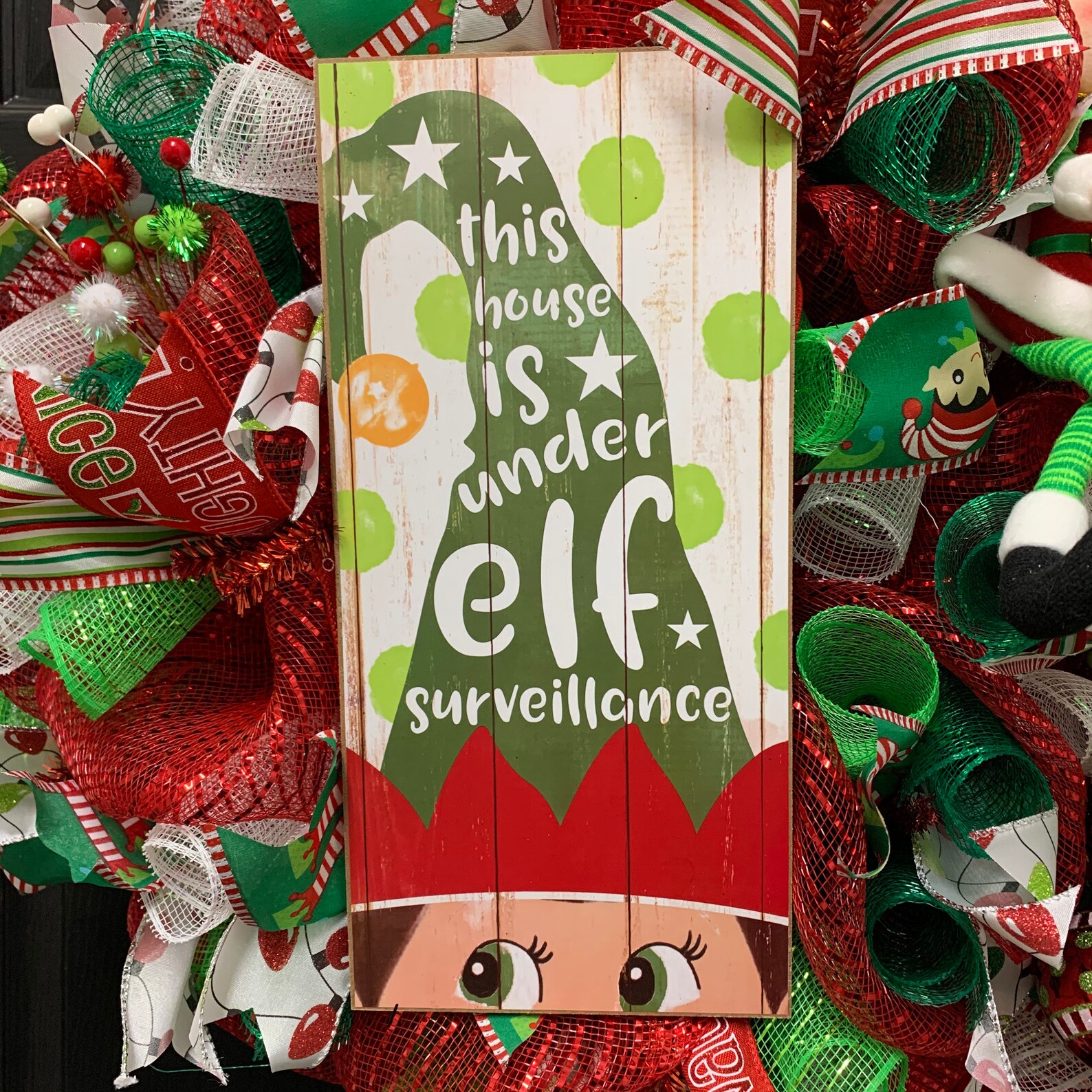 Elf Surveillance Wreath Christmas Elf Wreath House Under Elf - Etsy