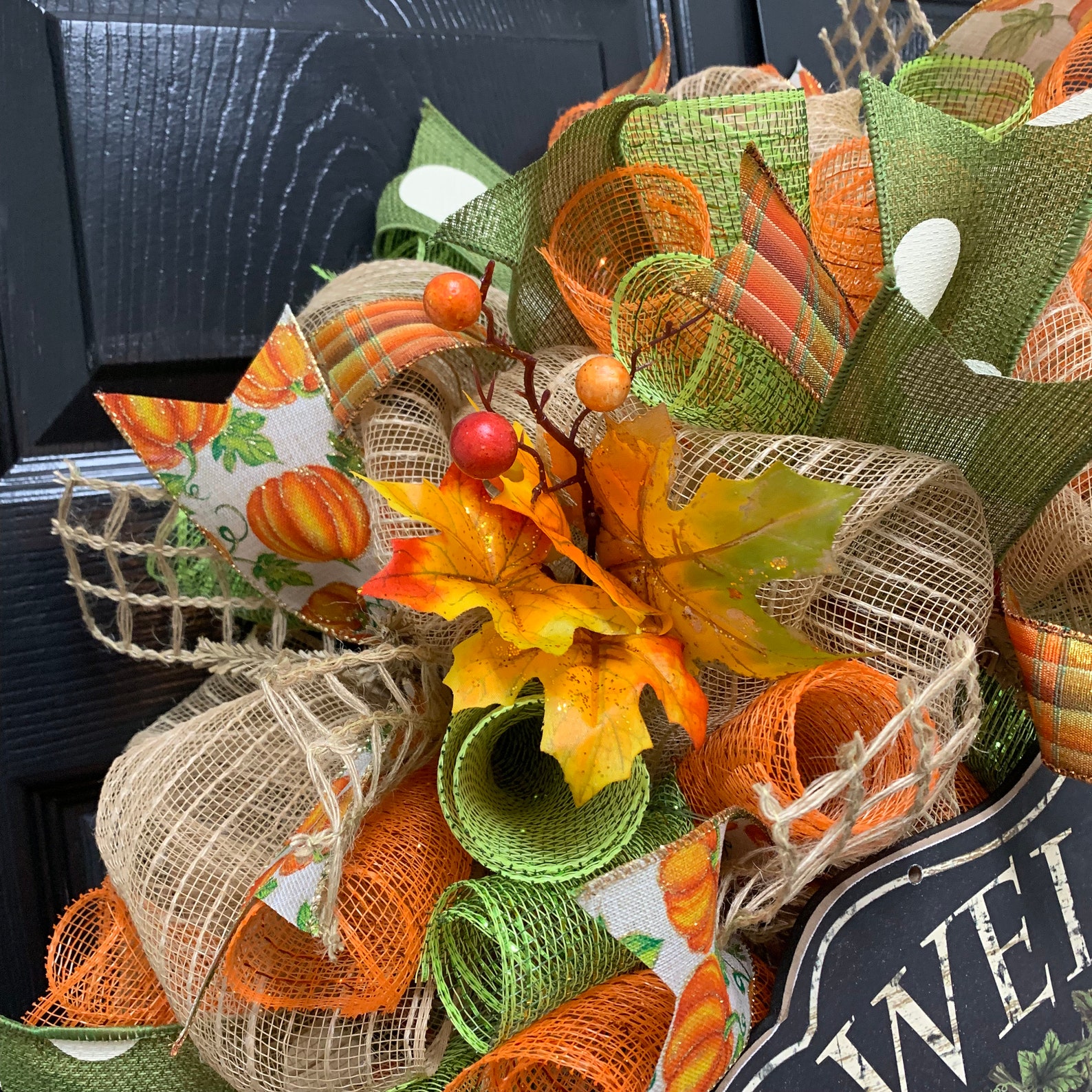 Pumpkin Wreath Fall Welcome Wreath Autumn Welcome Wreath - Etsy