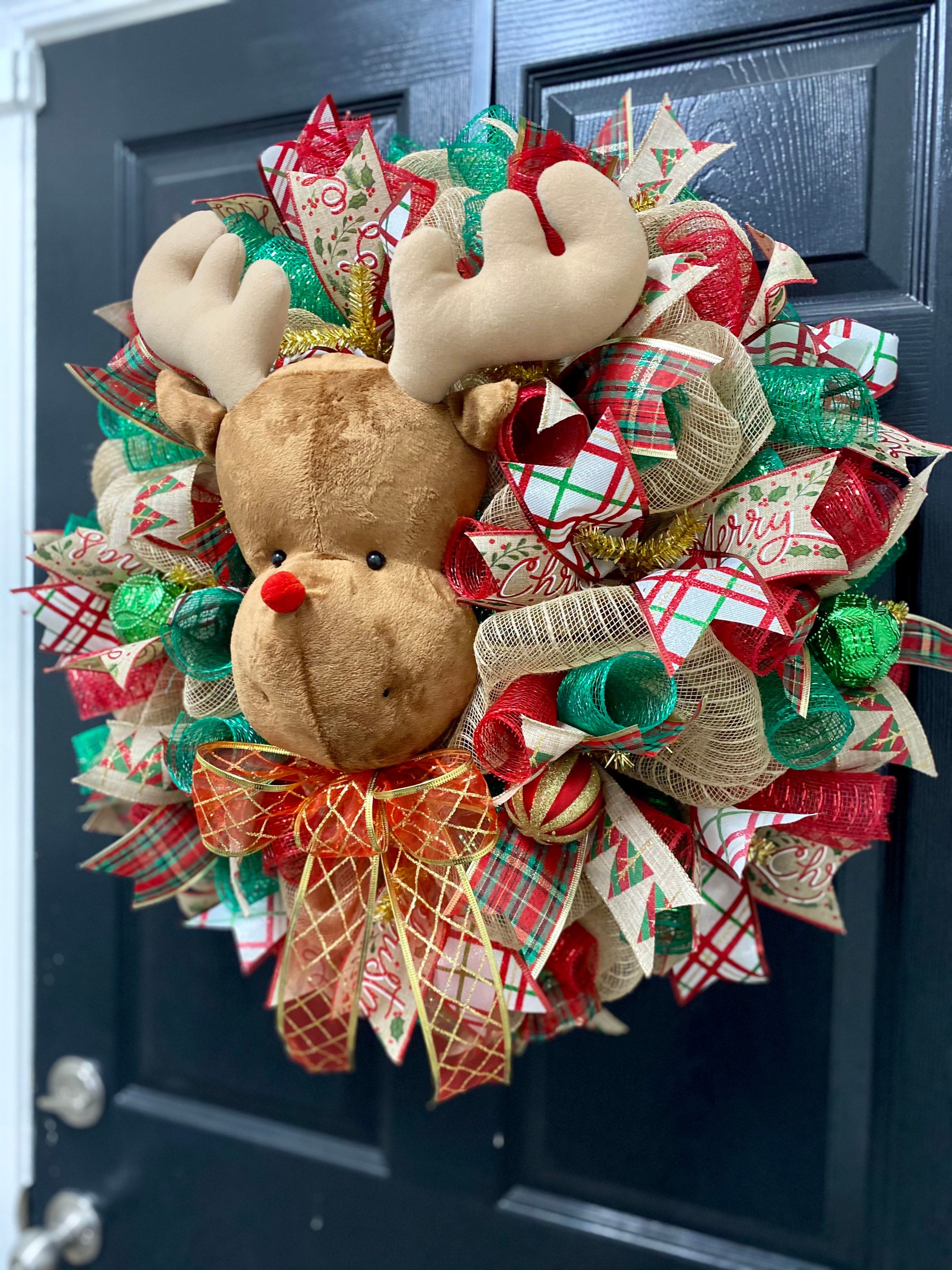 Rudolf Wreath Reindeer Wreath Christmas Wreath Holiday | Etsy