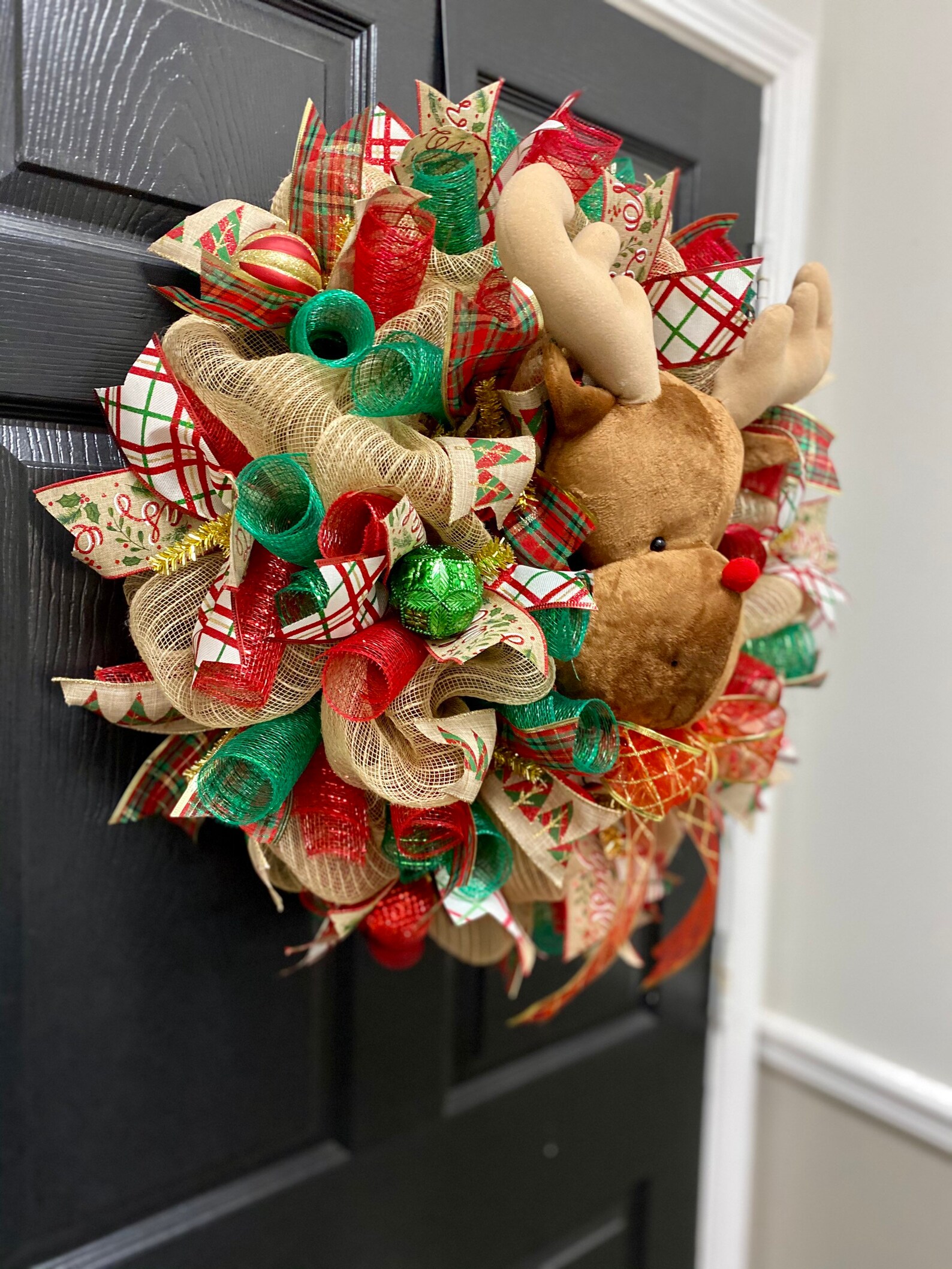 Rudolf Wreath Reindeer Wreath Christmas Wreath Holiday - Etsy