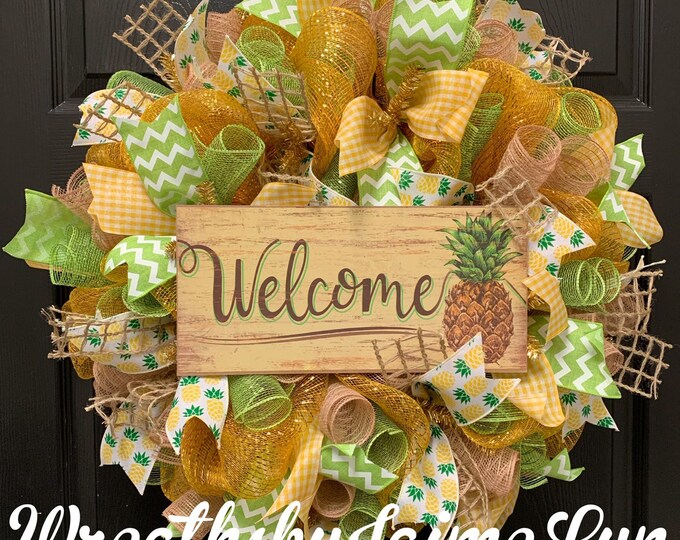 Pineapple Wreath, Summer Wreath - Etsy