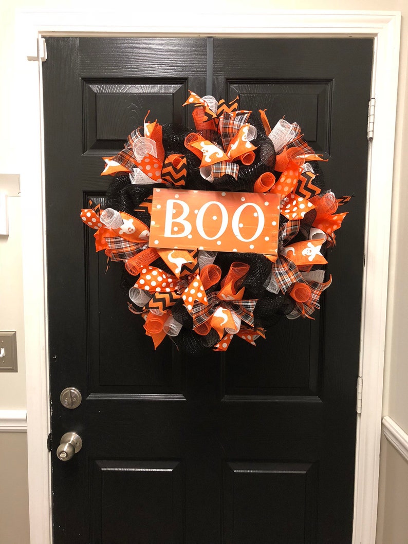 Boo Wreath Halloween Wreath Halloween Decor Ghost Wreath - Etsy