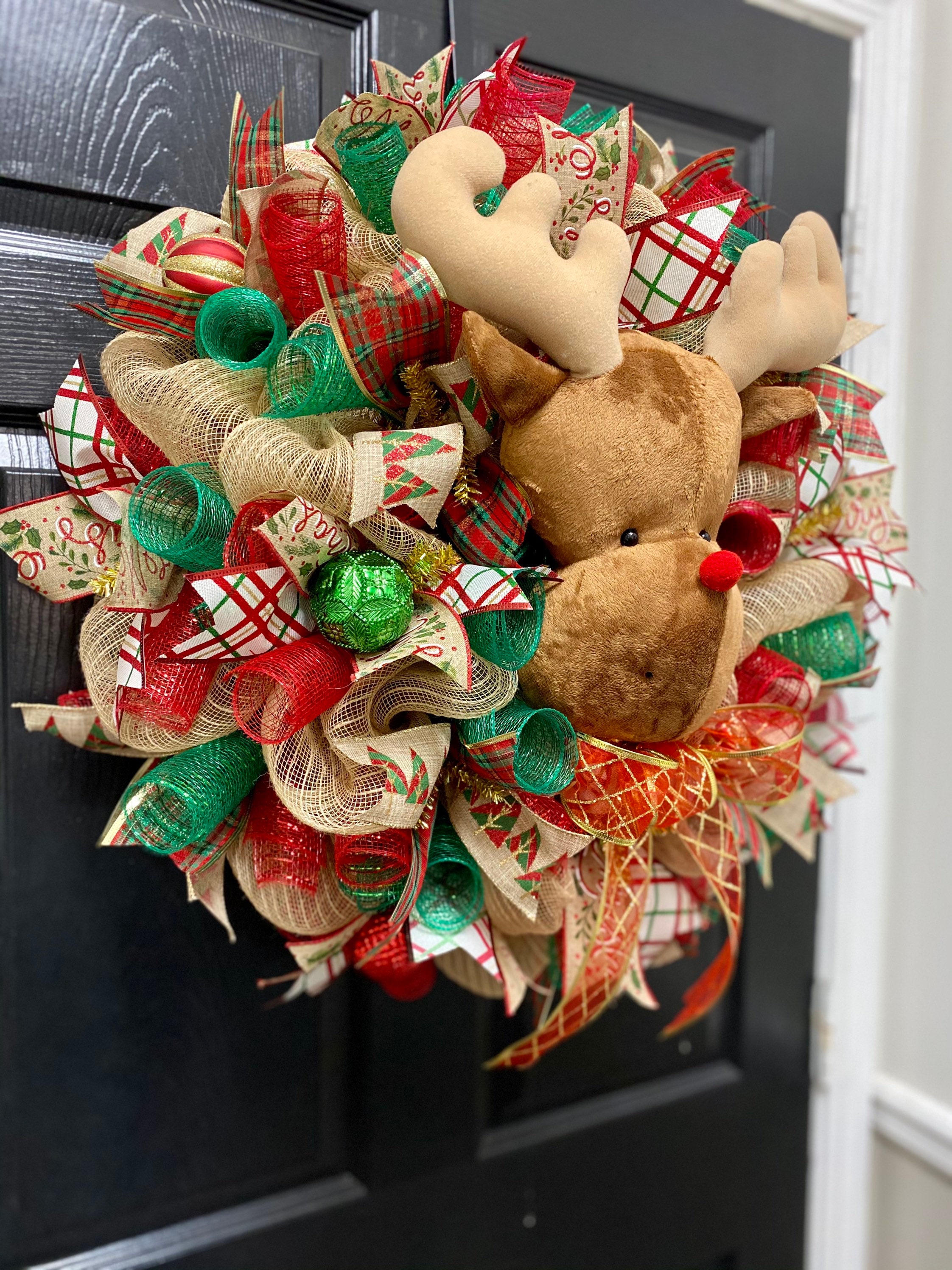 Rudolf Wreath Reindeer Wreath Christmas Wreath Holiday | Etsy