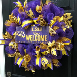 LSU Wreath, LSU Tigers Wreath, College Football Wreath, LSU Deco Mesh ...