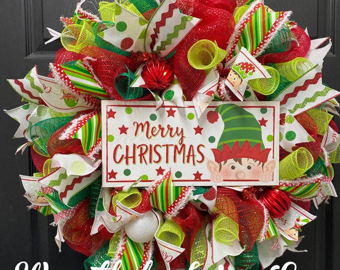 Merry Christmas Elf Wreath, Christmas Wreaths, Elf Wreaths - Etsy
