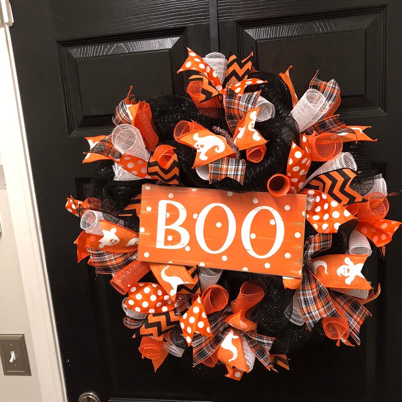Boo Wreath Halloween Wreath Halloween Decor Ghost Wreath - Etsy