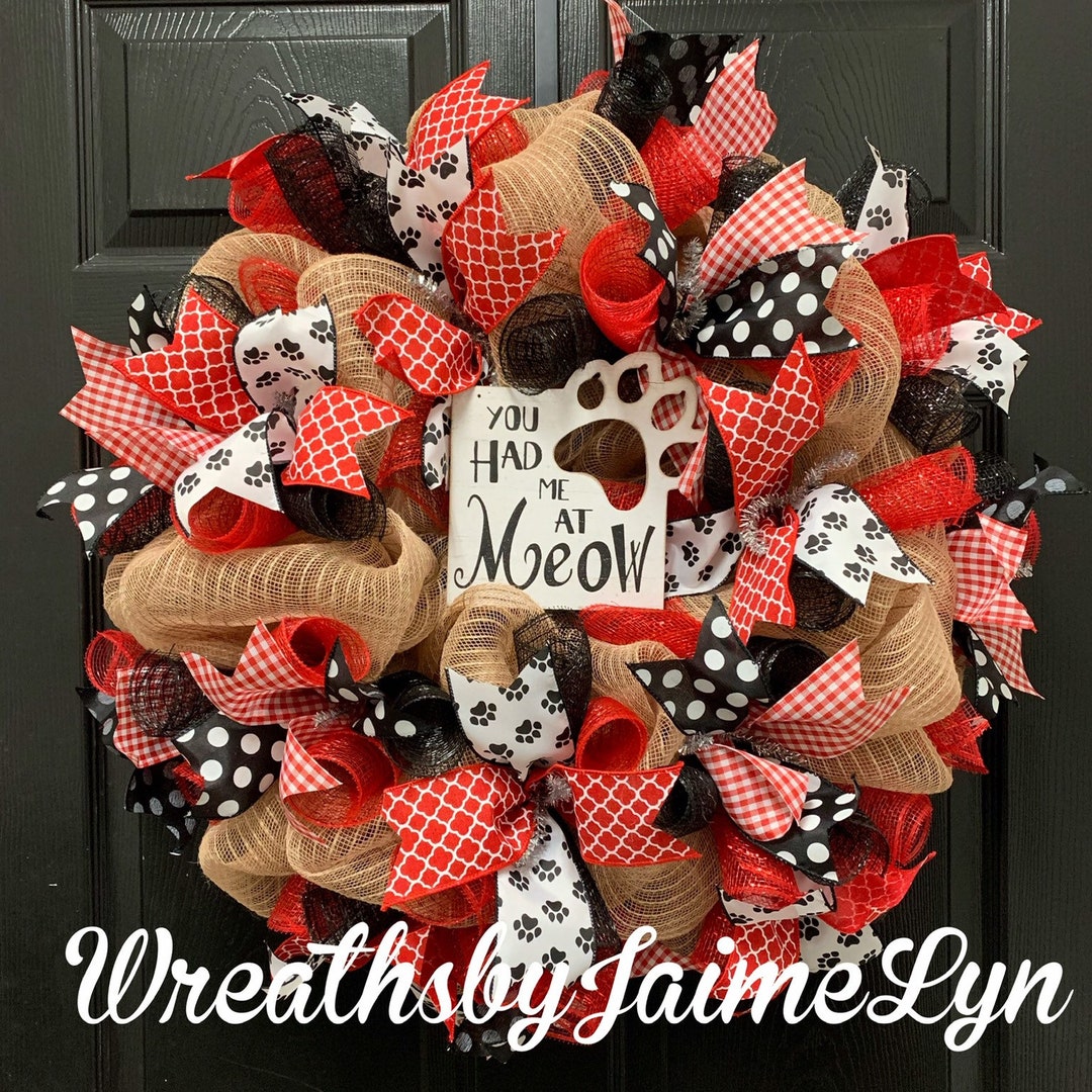 Cat Lovers Wreath, Cat Wreath, Veterinarian Wreat, Everyday Wreath - Etsy