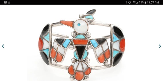 Estate Zuni Vintage Thunderbird Sterling Silver Cuff Mother of | Etsy