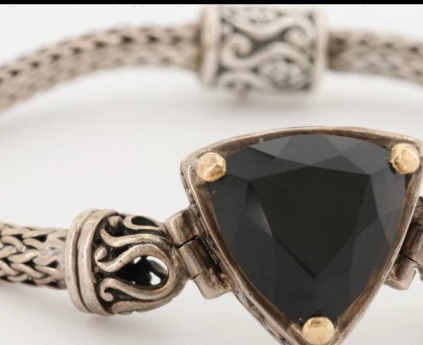 Estate Gorgeous 18K Foxtail Chain Faceted Onyx Bracelet - Etsy