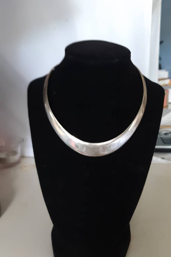 Heavy vintage modern sterling silver designer necklac… - Gem