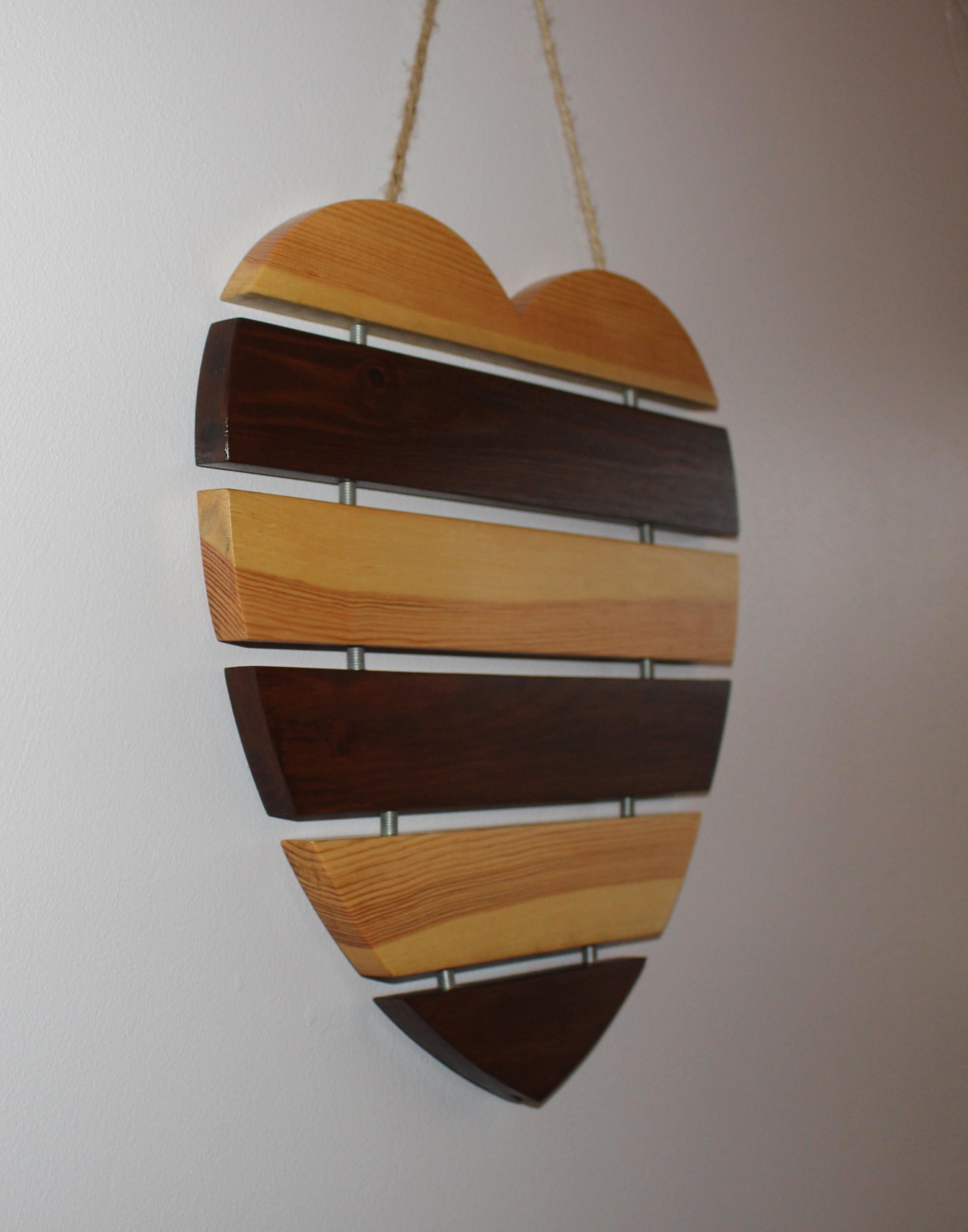 Large Wooden Hanging Heart decoration, christmas gift ideas, love heart ...
