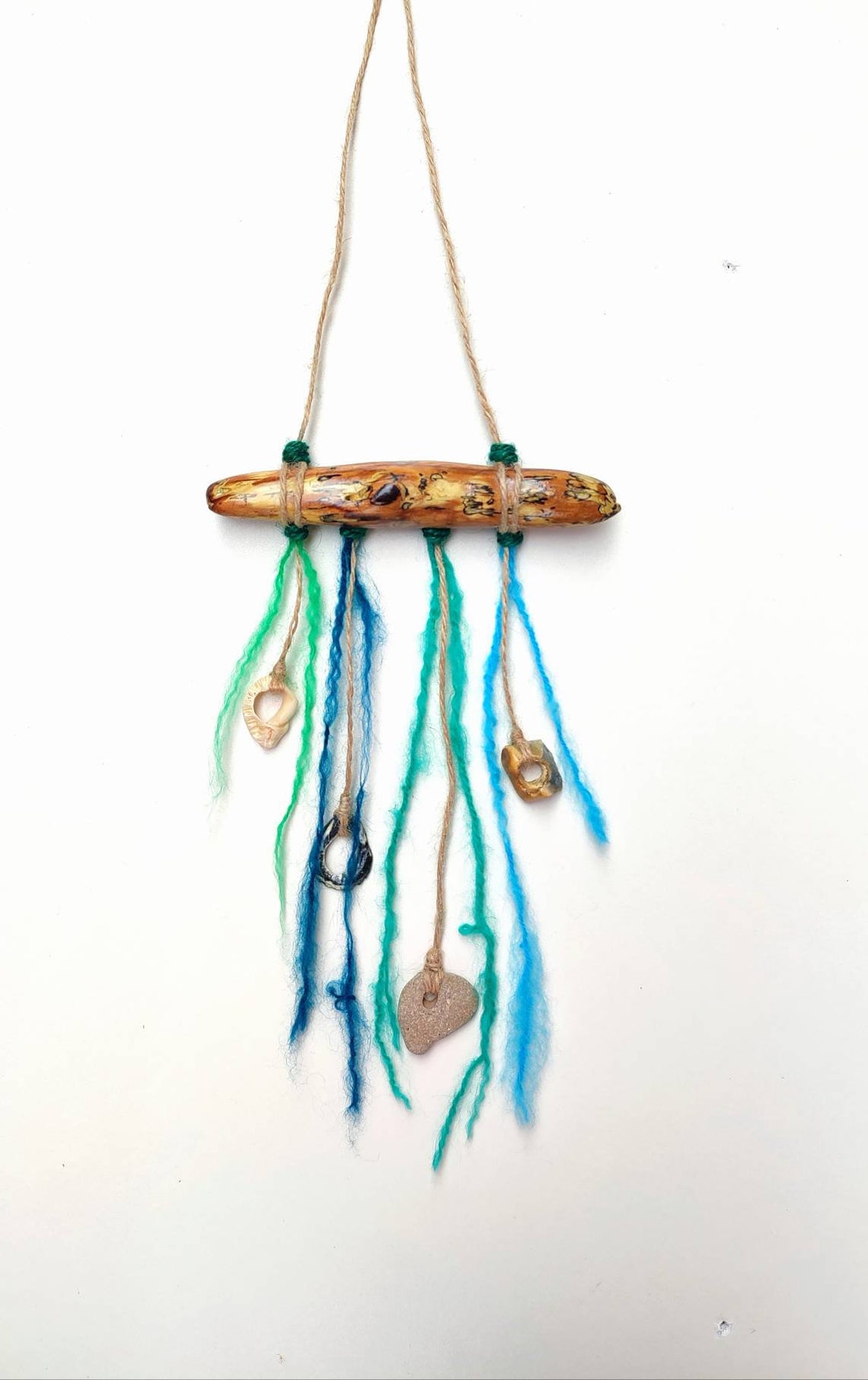 Driftwood Mobile, Spalted Wood, Hag Stones, Holey, Fairy, Witch ...