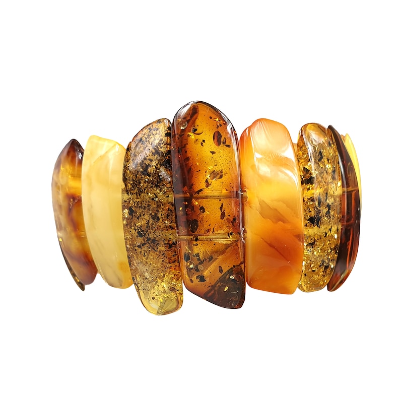 Amber Bracelet, Baltic Amber Bracelet, Multi Colour, Polished Elastic ...