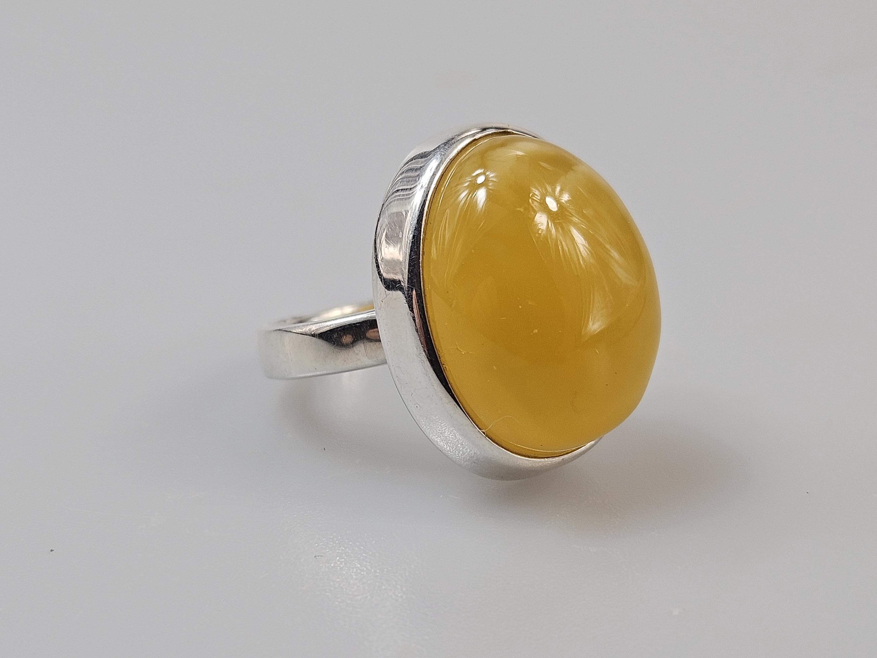 Amber Ring. White Amber Ring. Milky Yellow Adjustable Size Sterling ...