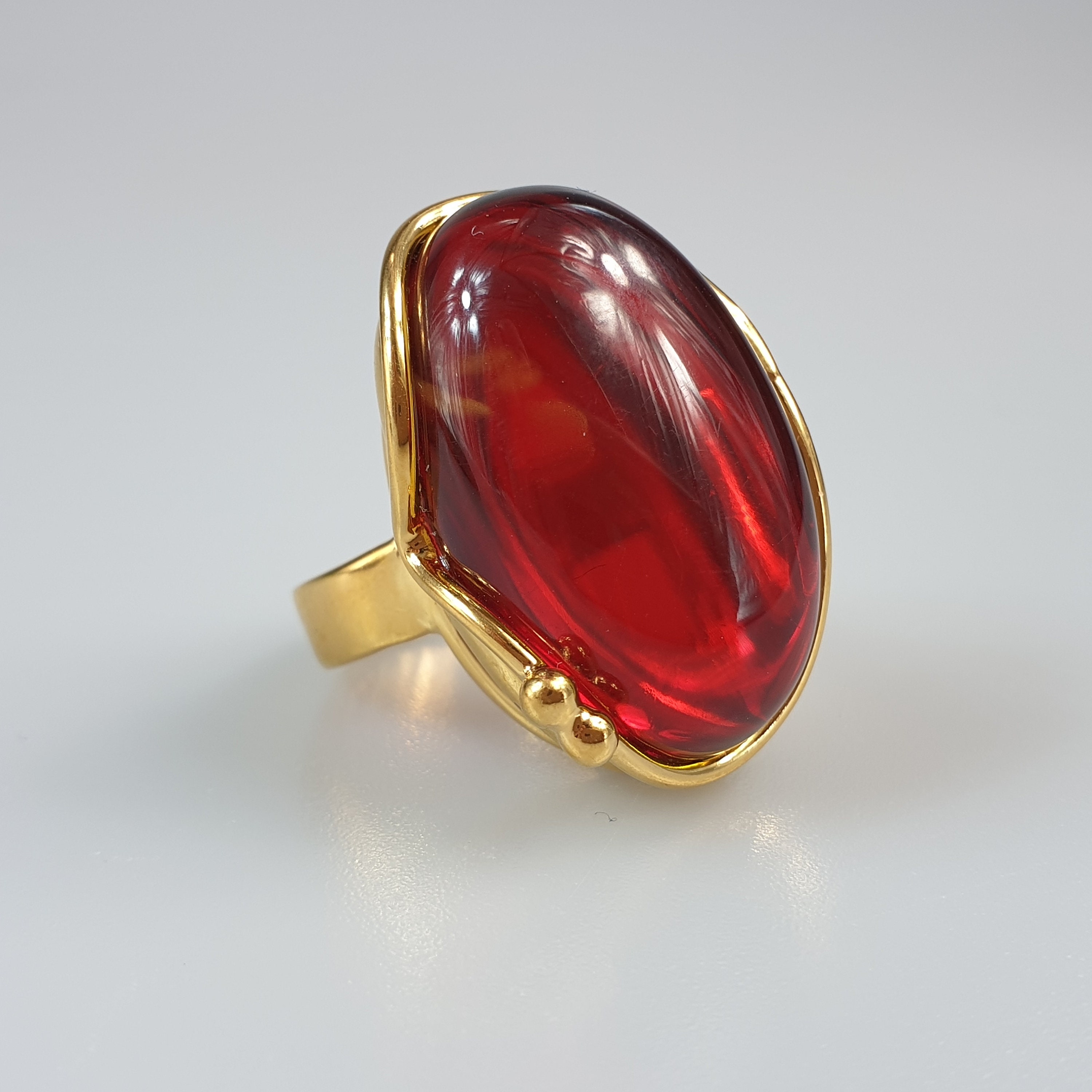 Amber Ring Ruby Red Baltic Amber Adjustable Ring Resize | Etsy