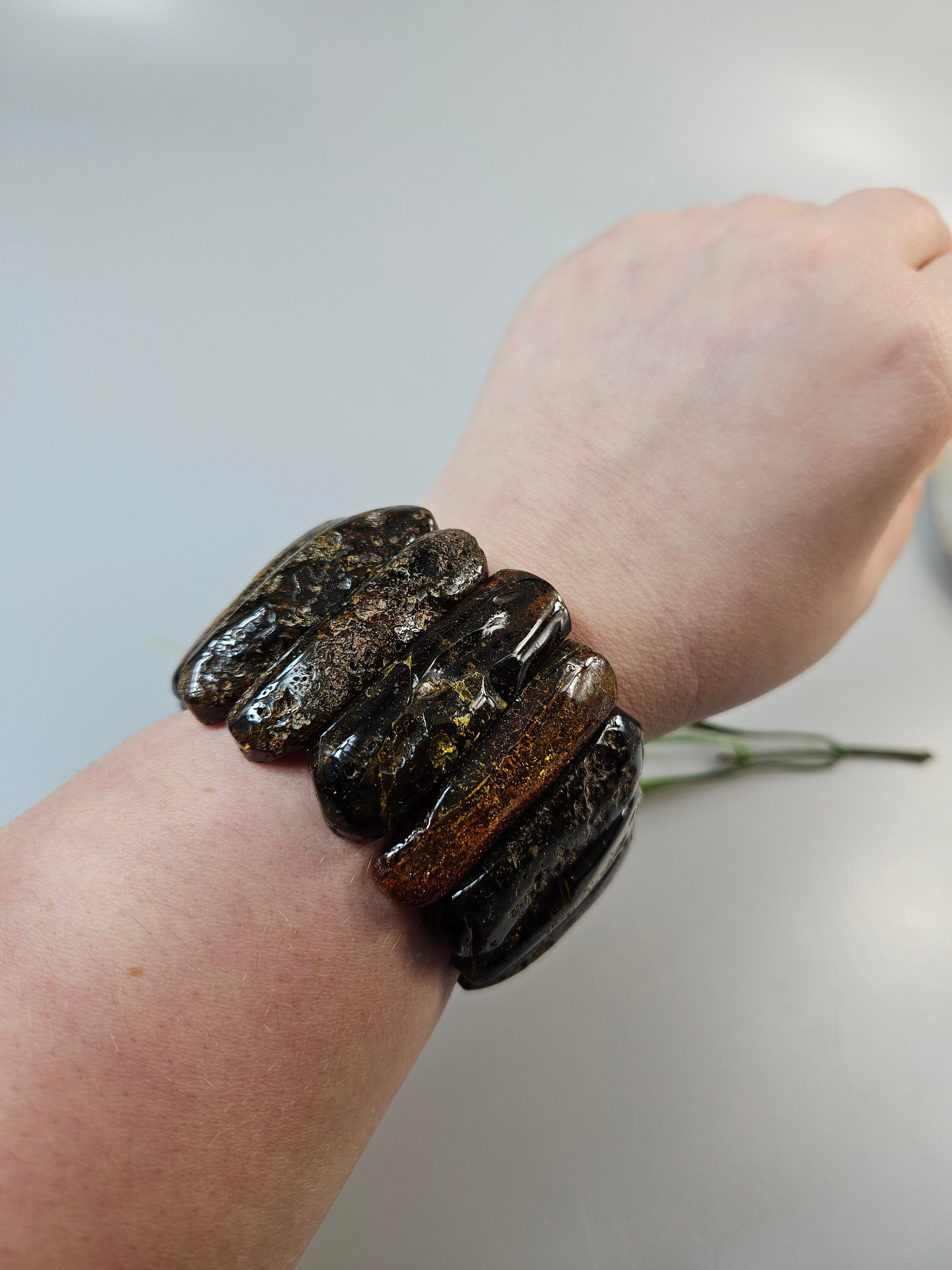 Massive Amber Bracelet. Raw Natural Baltic Amber. Handmade Bracelet ...