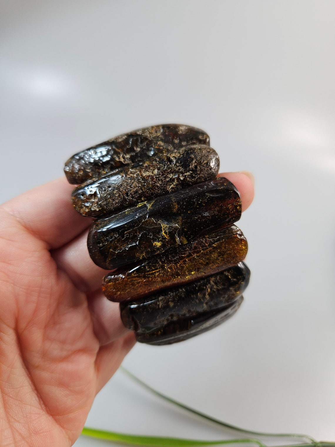Massive Amber Bracelet. Raw Natural Baltic Amber. Handmade Bracelet ...