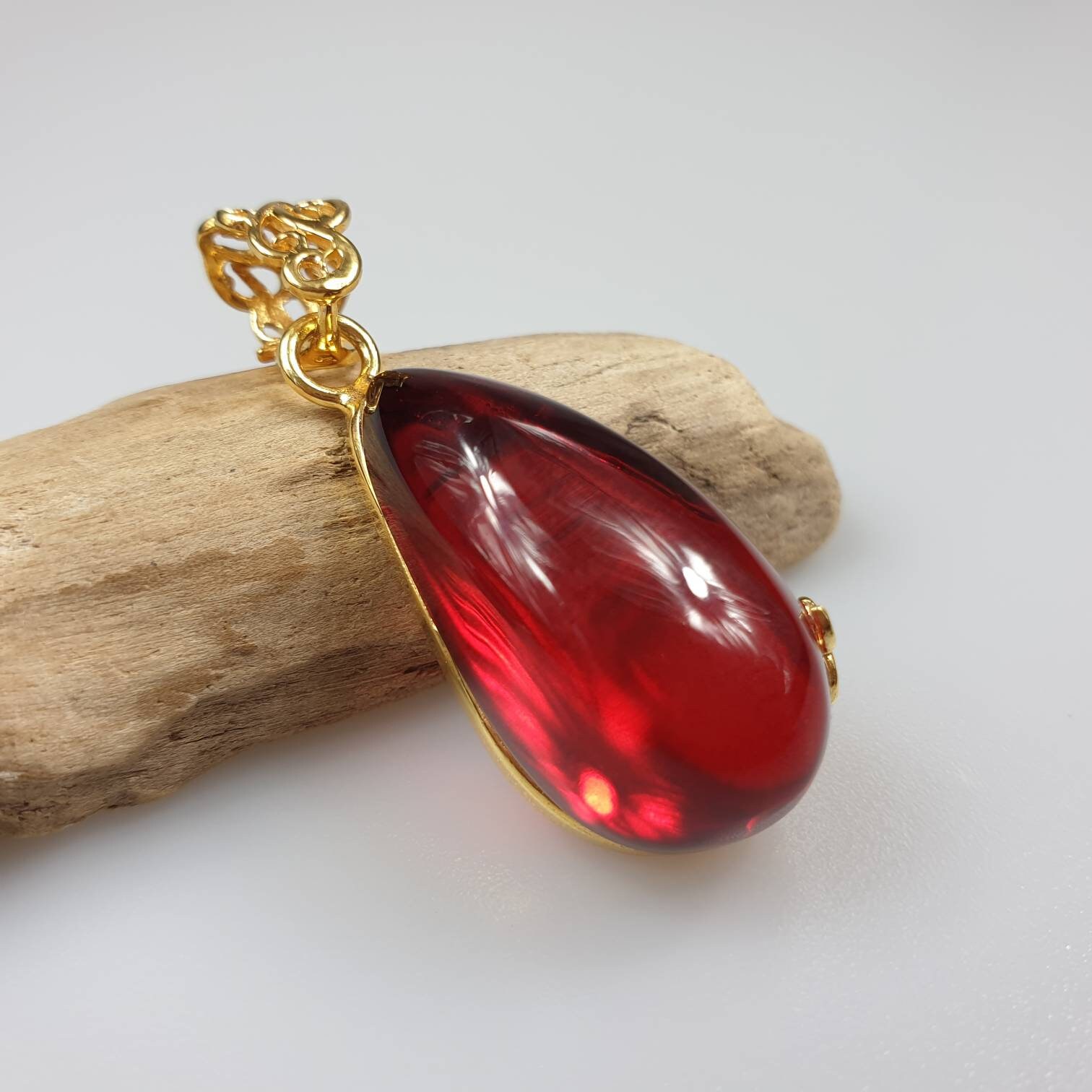 Small Cherry Red Amber Pendant. Ruby Red Natural Baltic Amber | Etsy