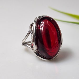 Amber Ring Ruby Red Baltic Amber Adjustable Ring Resize - Etsy