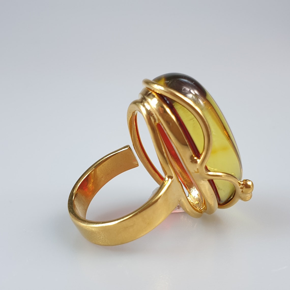 Amber Ring Ruby Red Baltic Amber Adjustable Ring Resize | Etsy