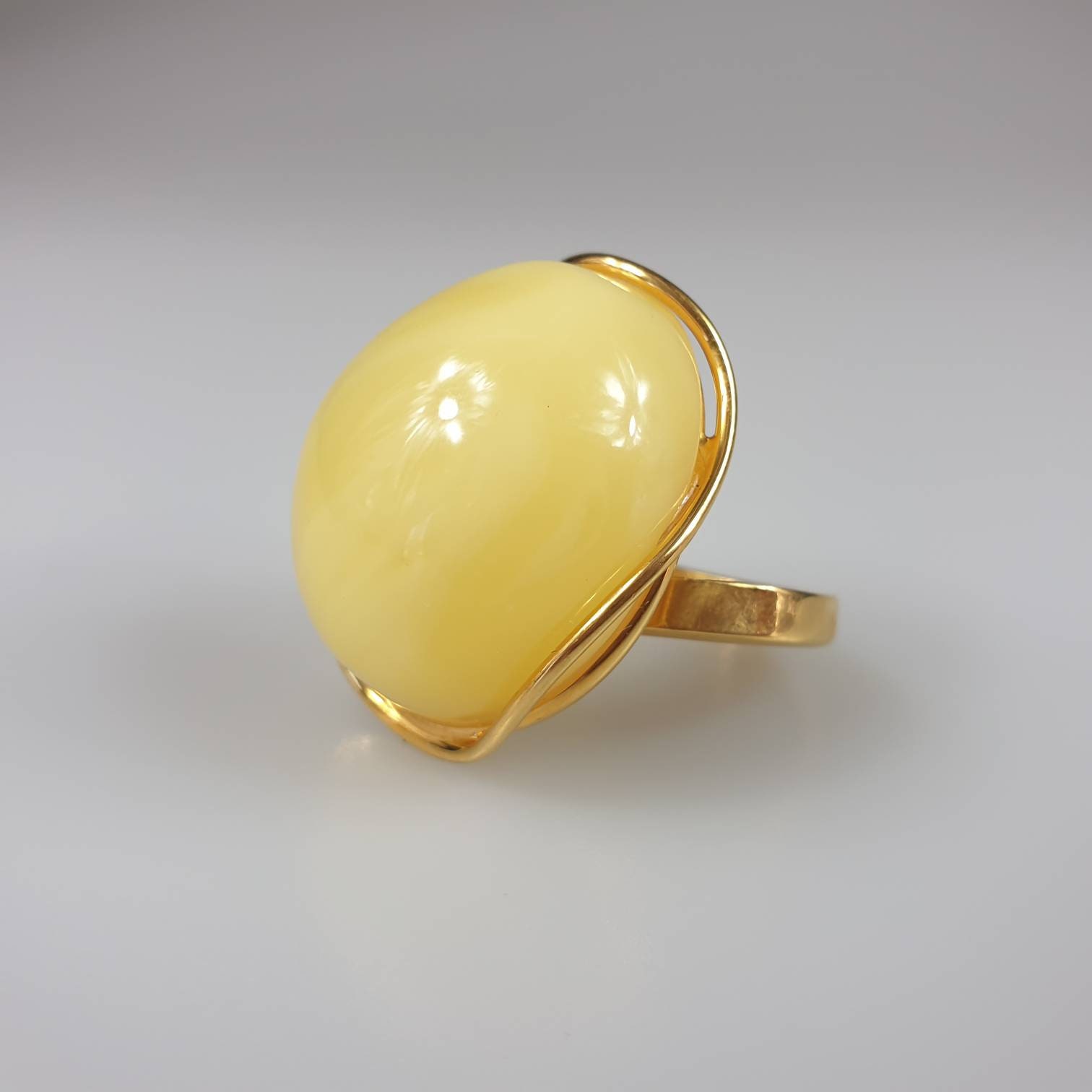 Amber ring. White Amber. Gold plated ring. Adjustable size. | Etsy