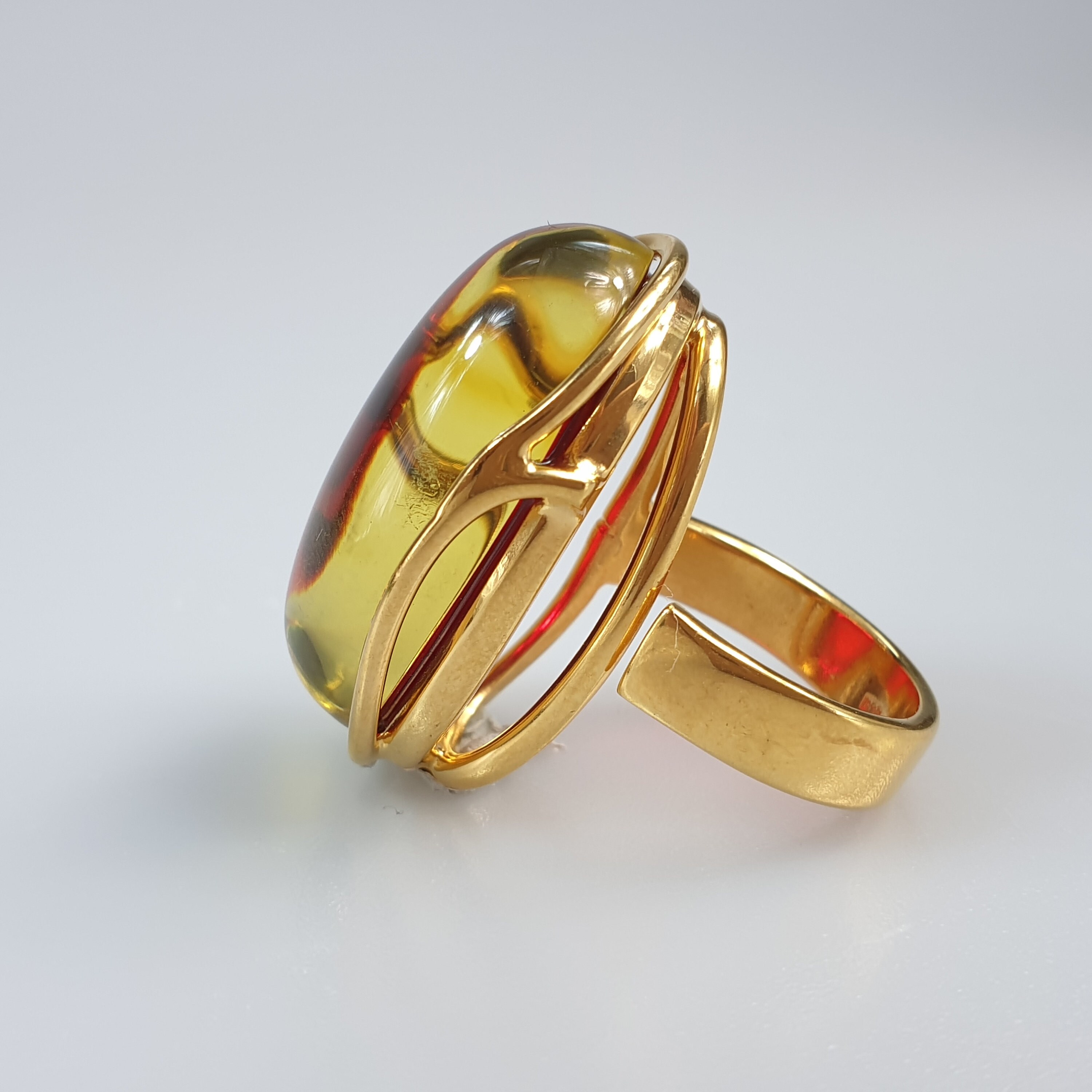 Amber Ring Ruby Red Baltic Amber Adjustable Ring Resize | Etsy