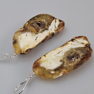 Raw Amber Earrings, Handmade Amber Earrings, Bernstein Ohrringe, Baltic ...