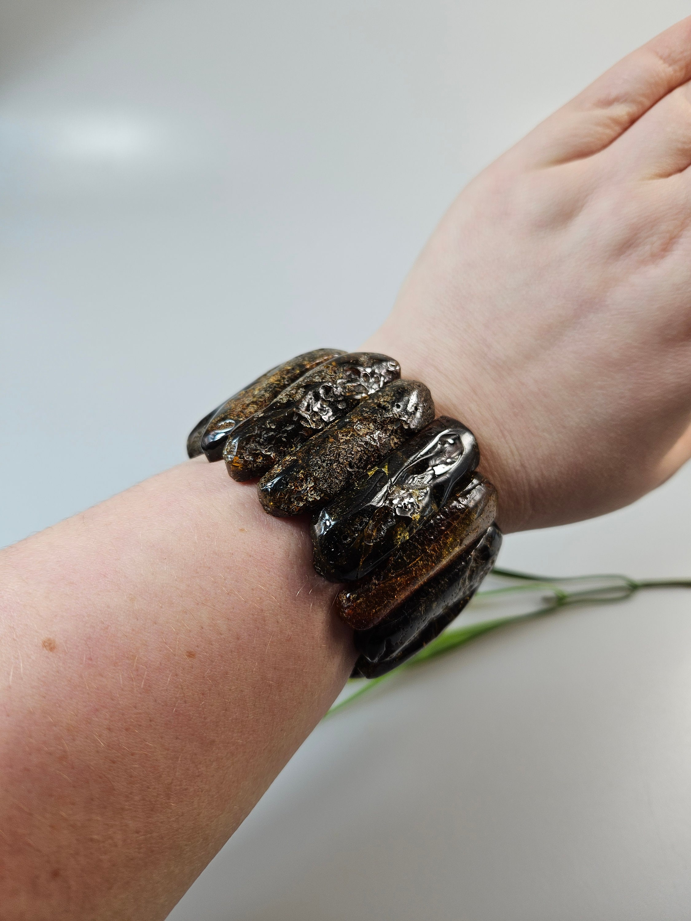Massive Amber Bracelet. Raw Natural Baltic Amber. Handmade Bracelet ...