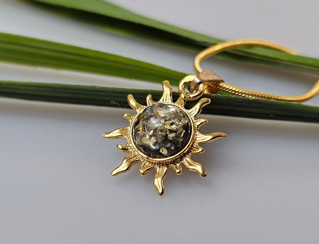 Summer Amber Solar Pendant, Sun Baltic Amber Pendant, Green Amber Sun ...