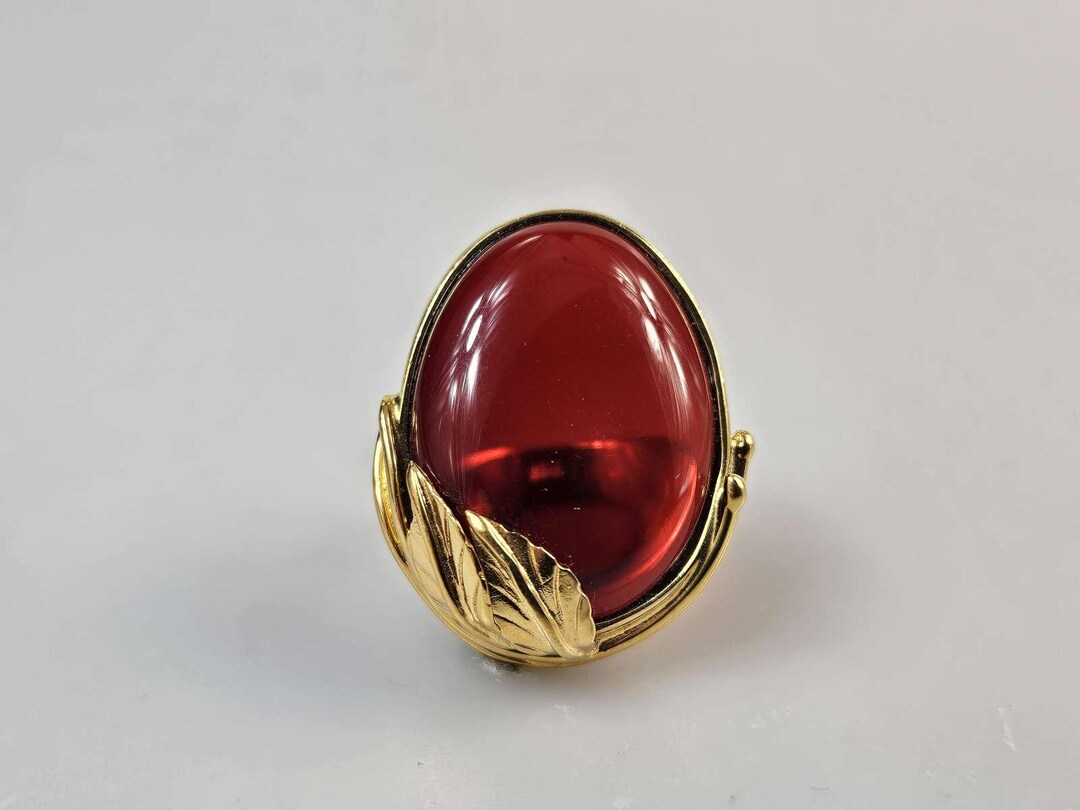 Red Amber Ring, Ruby Red Baltic Amber, Adjustable Ring, Resizeable ...